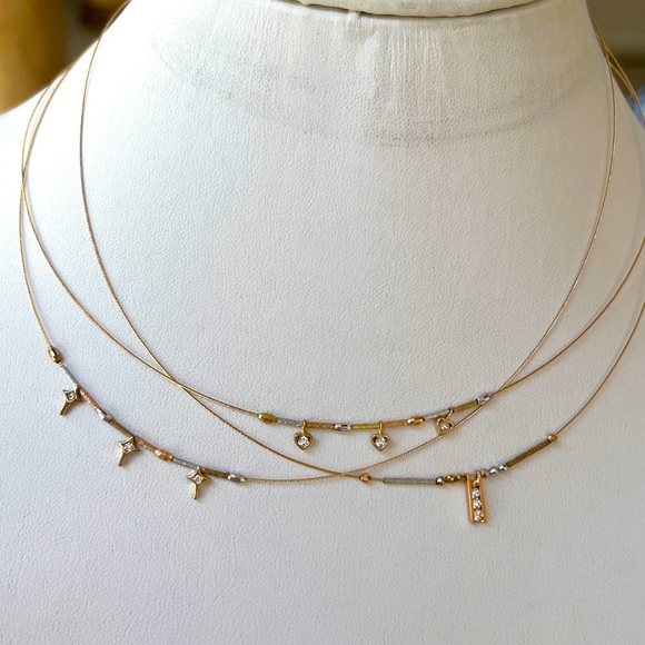 Jewelry | New 14k Tri Color Gold Cross Necklace 3 Cz Cross Cable Chain ...